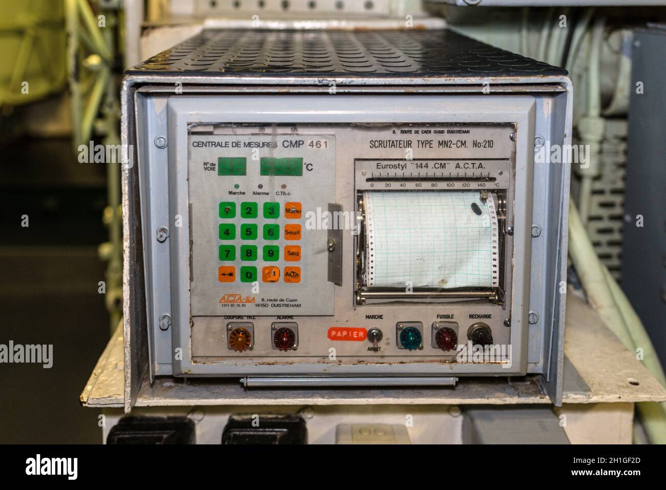 Cherbourg-Octeville, France - May 22, 2017: Detailed view of control ...