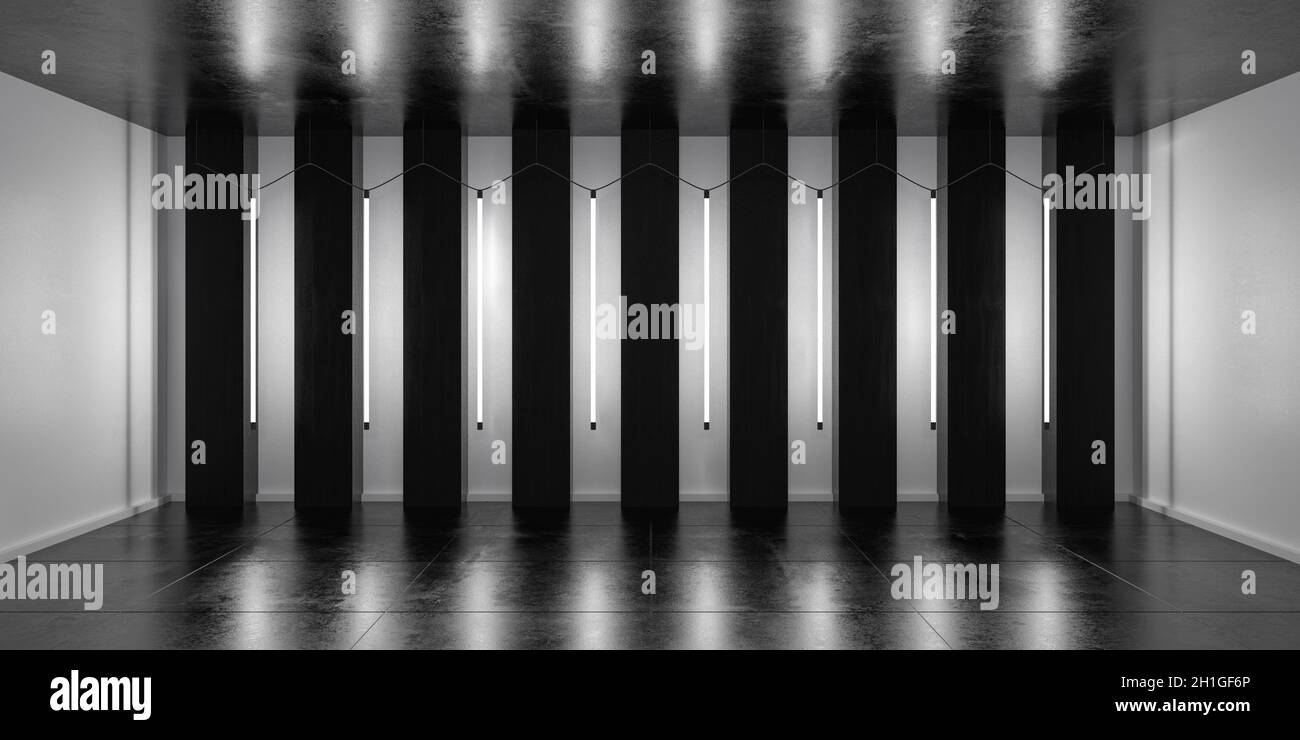 Empty dark futuristic interior stage, product display room. Abstract ...