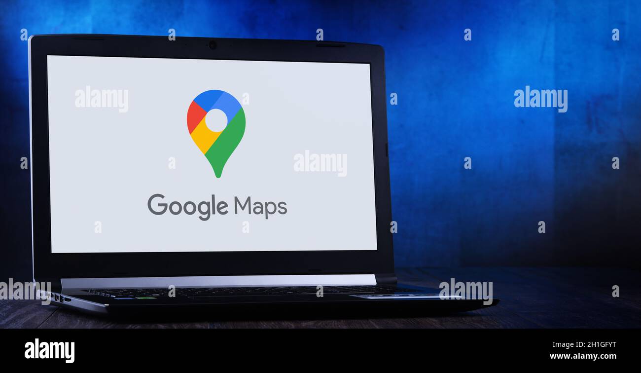 POZNAN, POL - JUL 14, 2020: Laptop computer displaying logo of Google ...