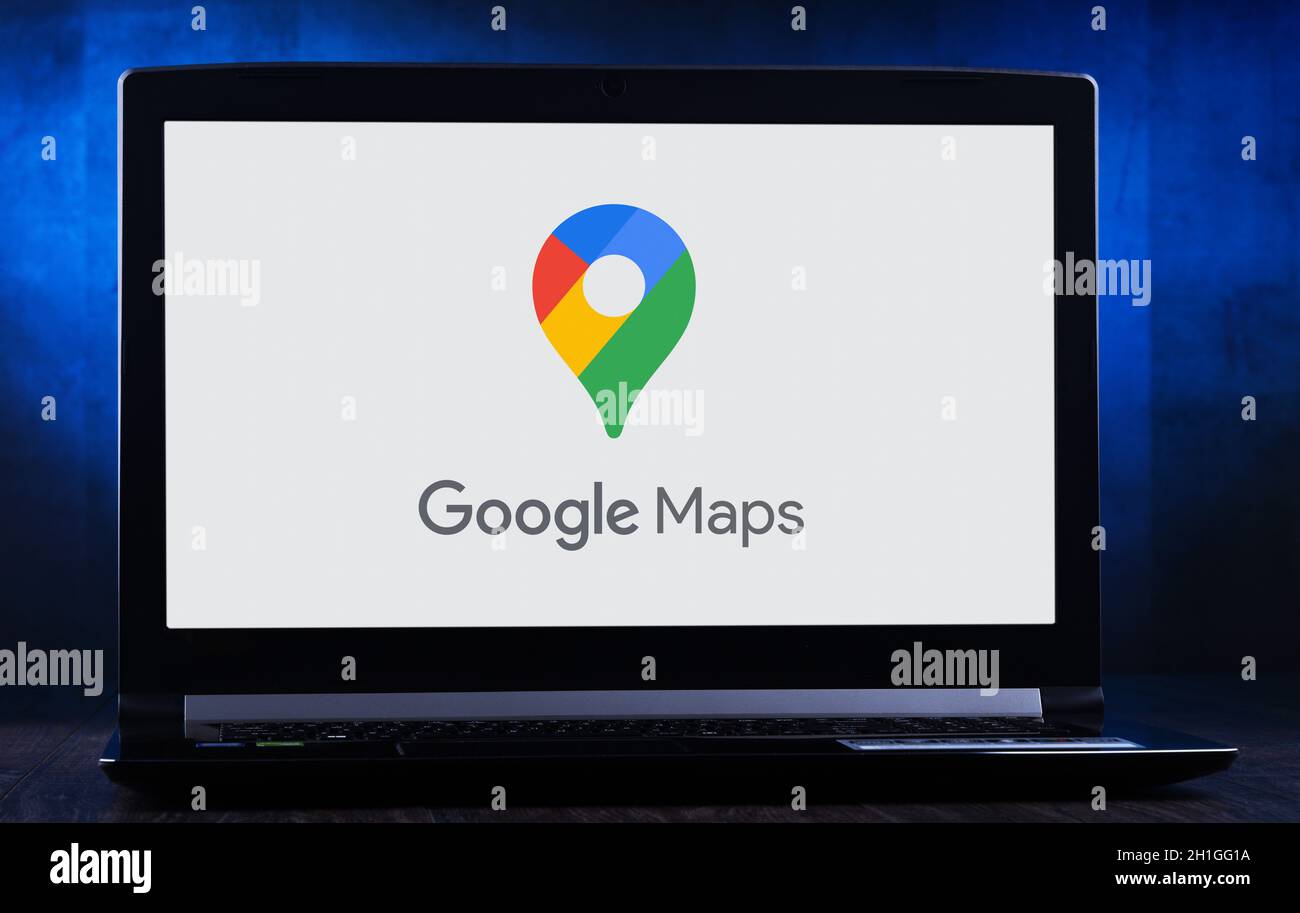 POZNAN, POL - JUL 14, 2020: Laptop computer displaying logo of Google ...