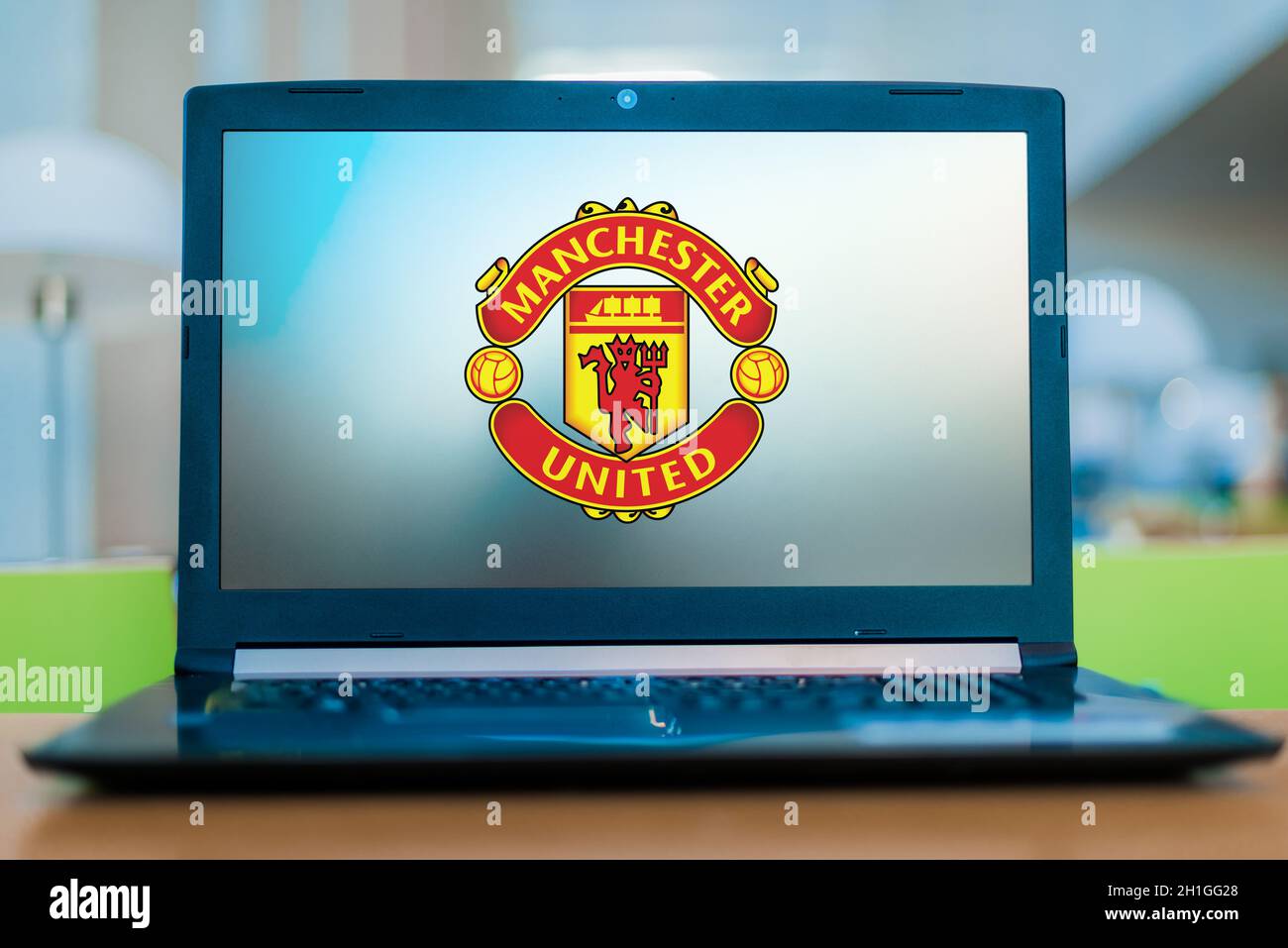 POZNAN, POL - JUL 11, 2020: Laptop computer displaying logo of ...