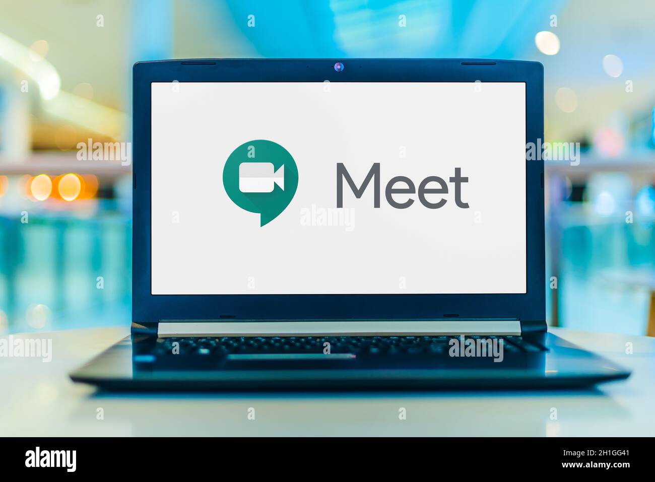 POZNAN, POL - MAY 6, 2020: Laptop computer displaying logo of Google ...