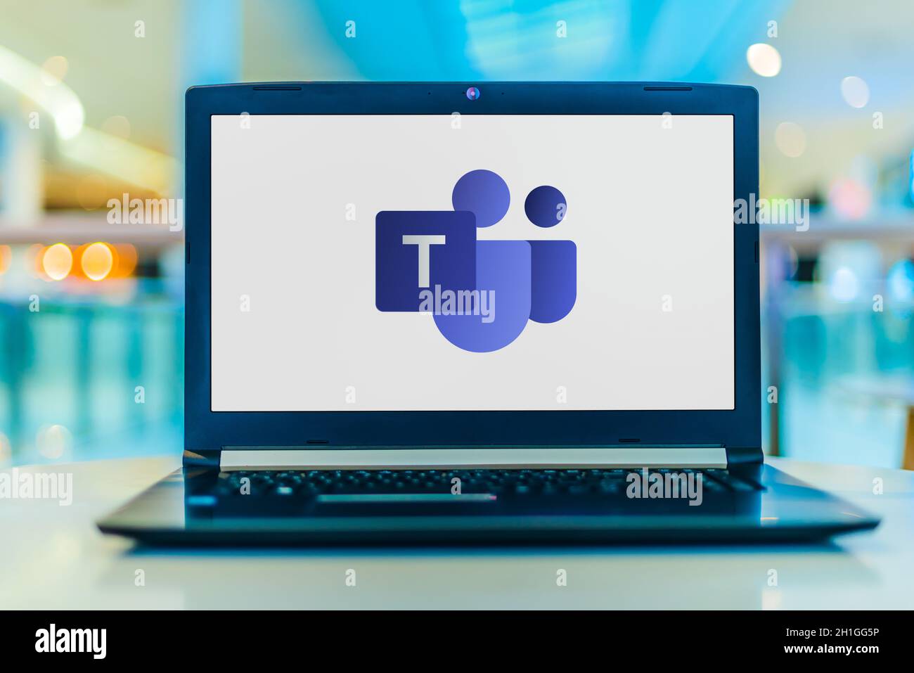 POZNAN, POL - APR 24, 2020: Laptop computer displaying logo of ...