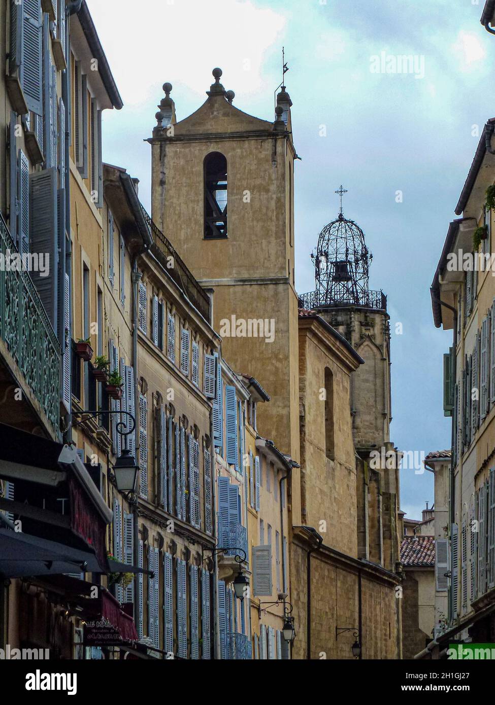 Vertical shot of the old streets of Aix en Provence with historic ...