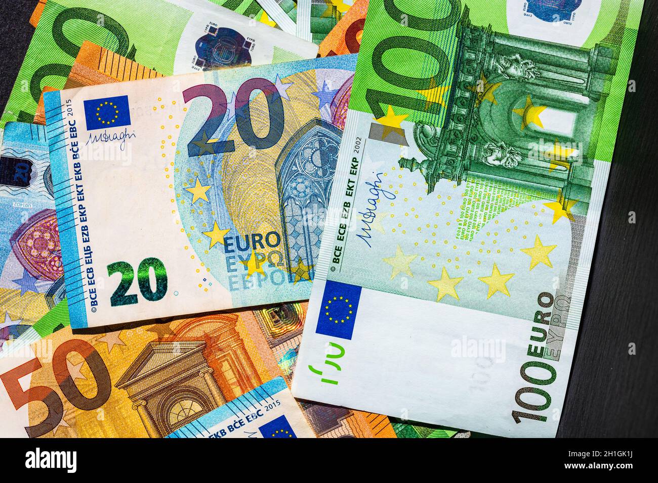 Close up of money euro banknotes, background of money euro isolated ...