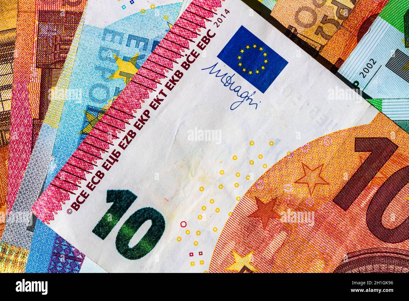 Close up of money euro banknotes, background of money euro isolated ...
