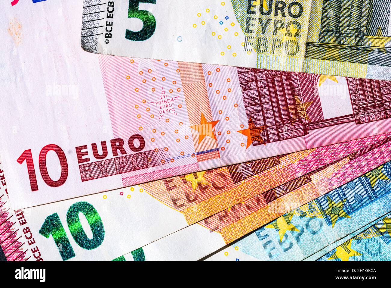 Close up of money euro banknotes, background of money euro isolated ...