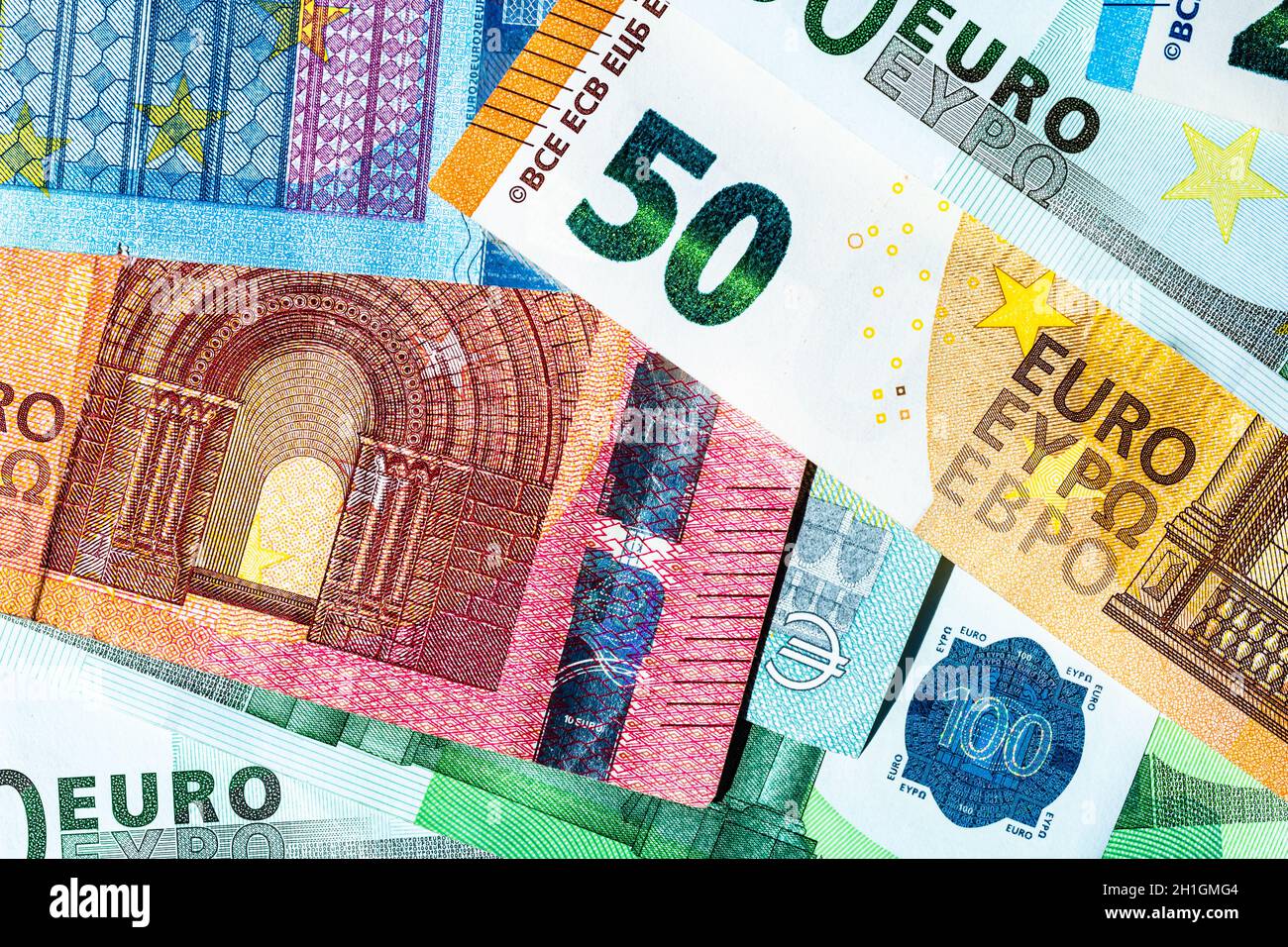 Close up of money euro banknotes, background of money euro isolated ...