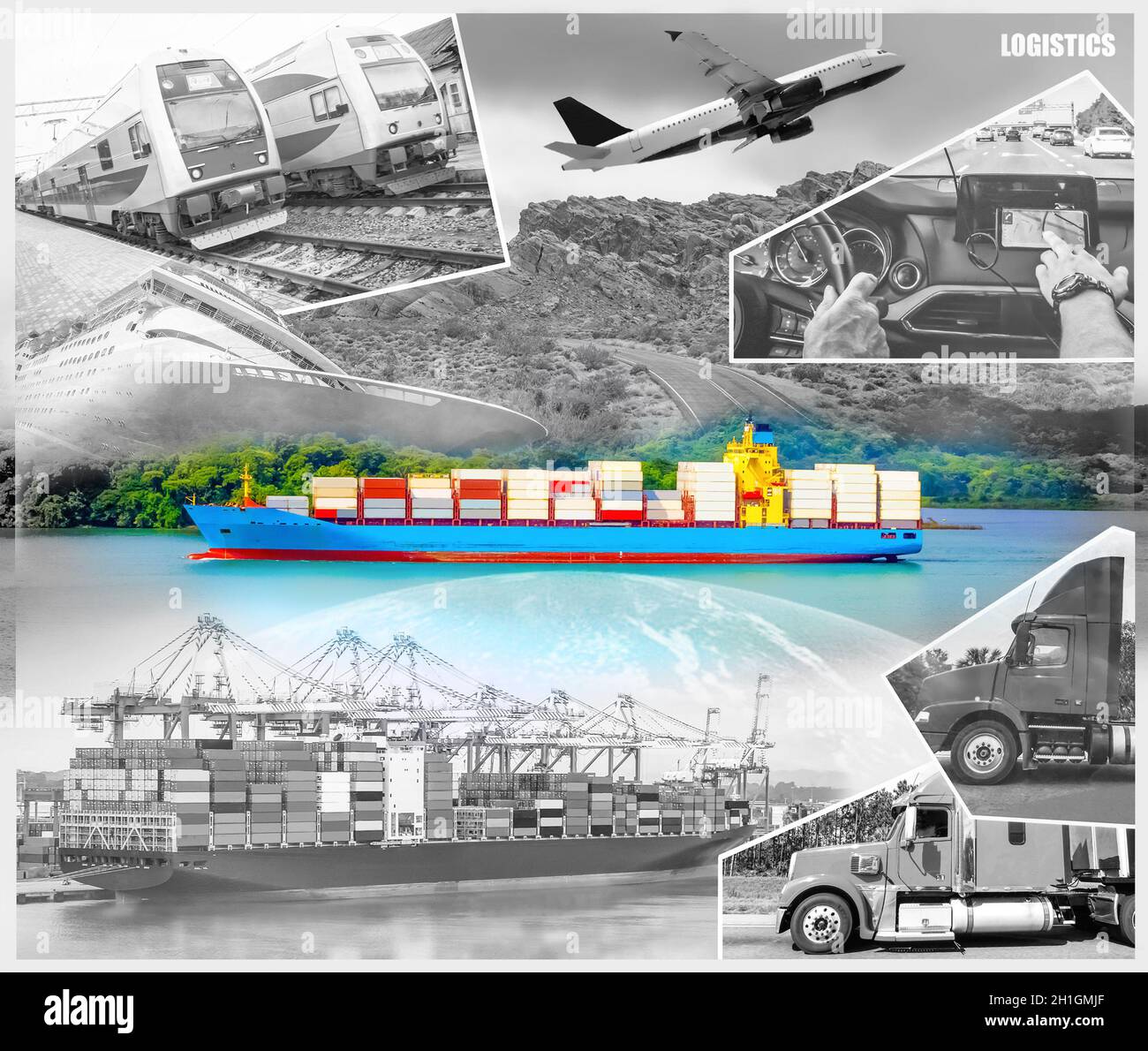 Abstract design background, Trucks and transport. Highway and ...