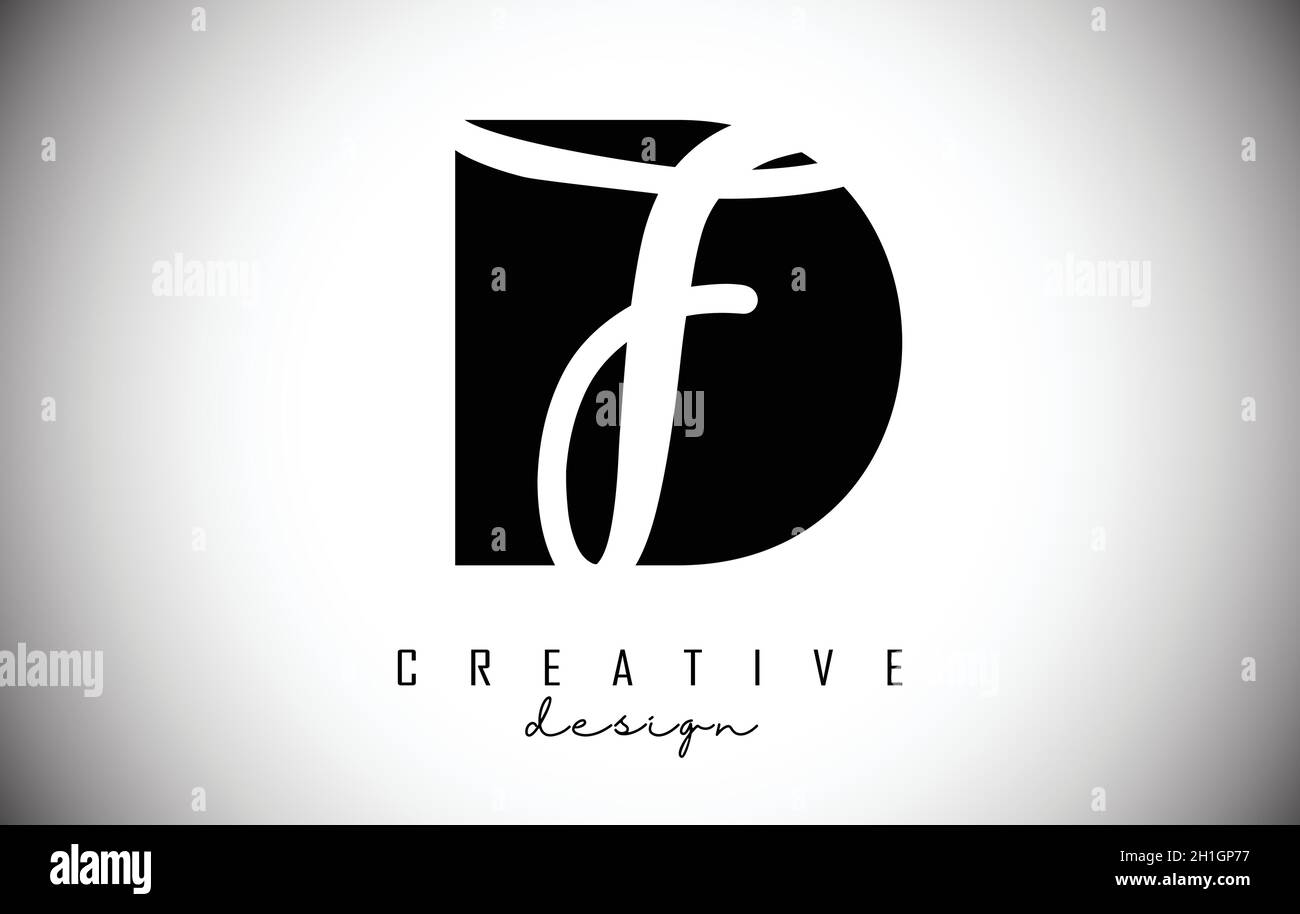 Letters DF d f Logo with a minimalist design. Letters D and F with ...
