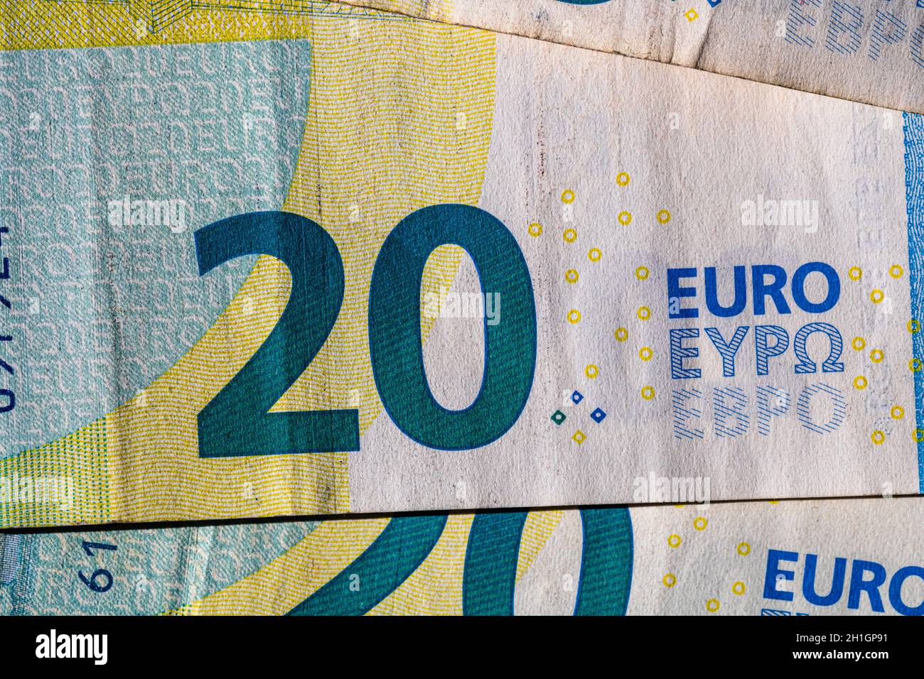 Selective focus on detail of euro banknotes. Close up macro detail of ...