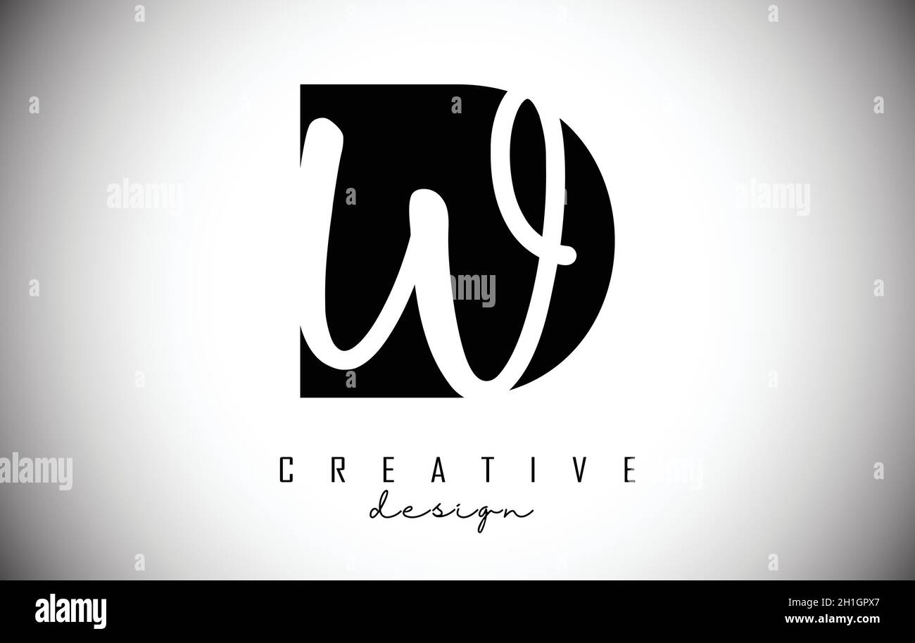 Letters DW d w Logo with a minimalist design. Letters D and W with ...