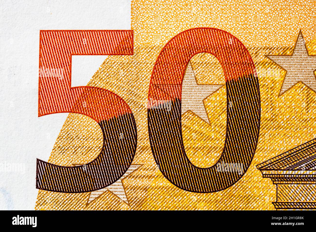 Selective focus on detail of euro banknotes. Close up macro detail of ...