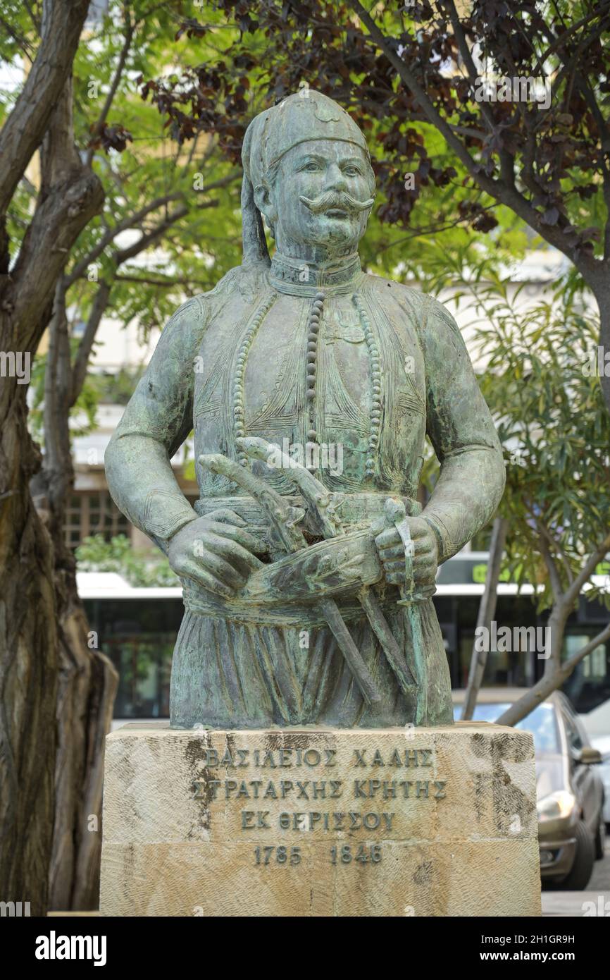Statue Freiheitskämpfer, Platz 1866, Chania, Kreta, Griechenland Stock ...