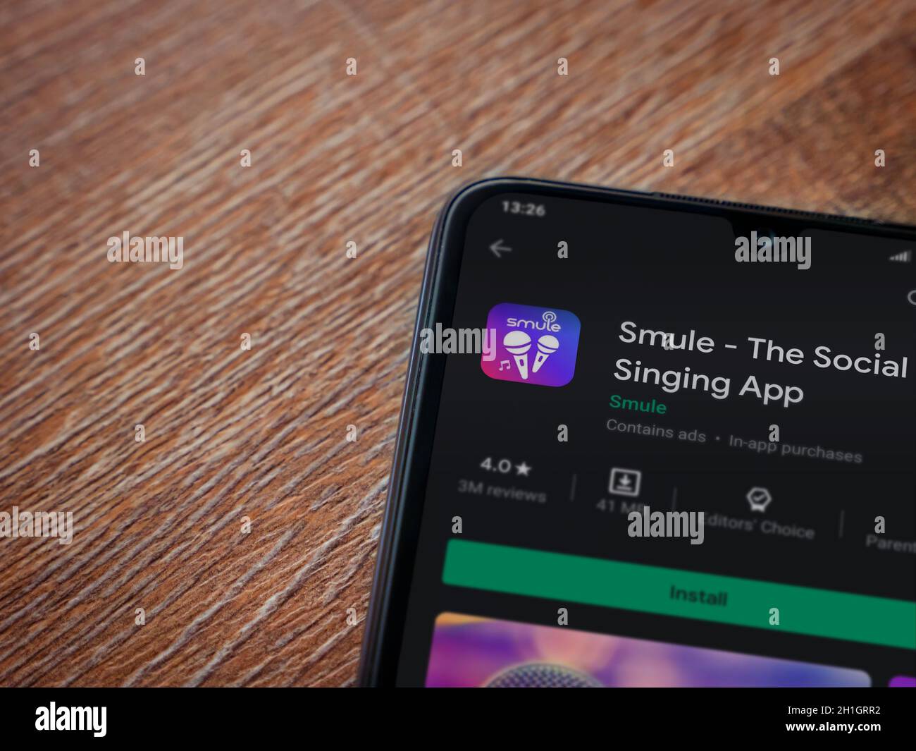 Lod, Israel - July 8, 2020: Smule app play store page on the display of ...
