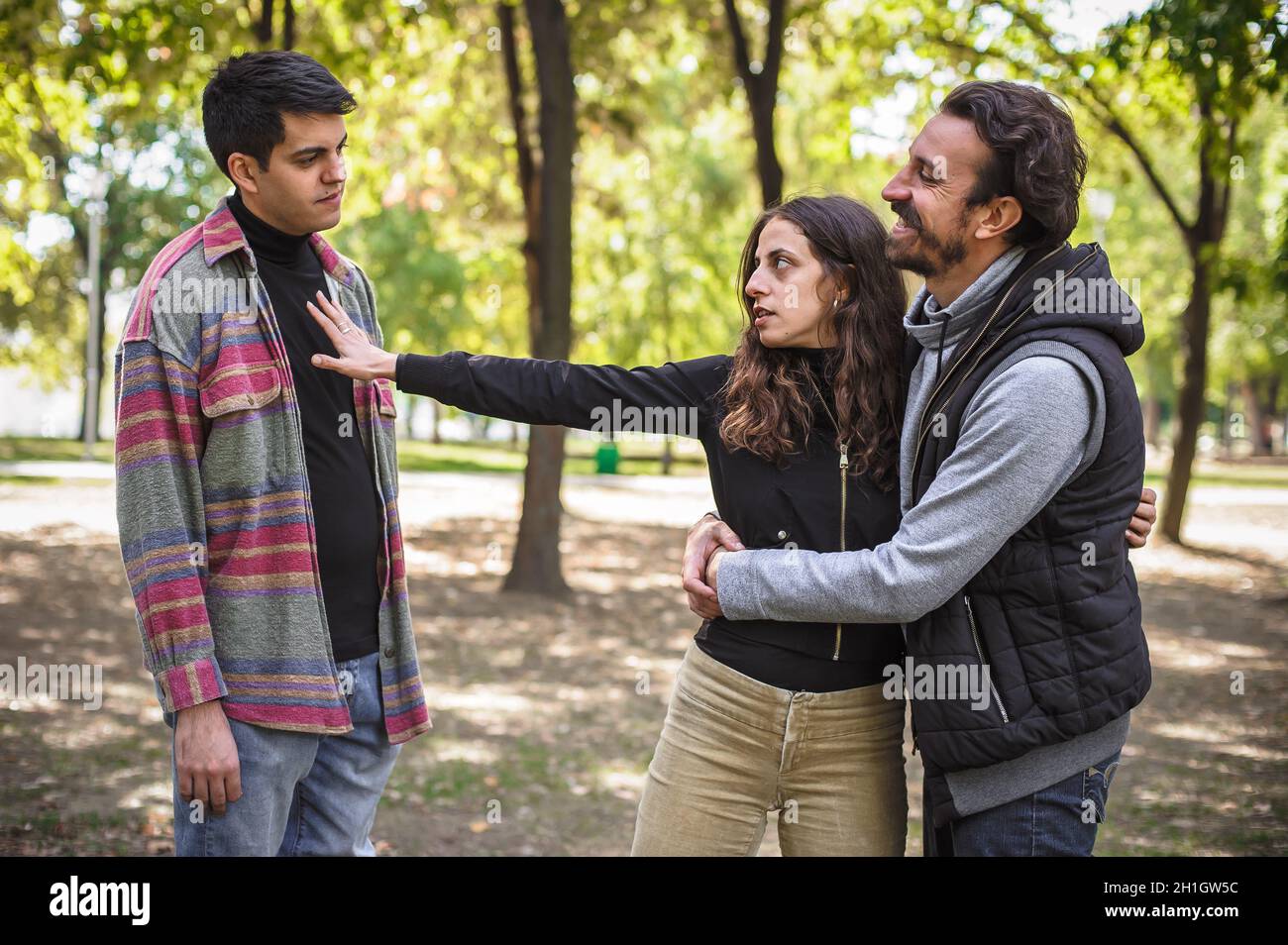 Woman two men love triangle hi-res stock photography and images - Alamy