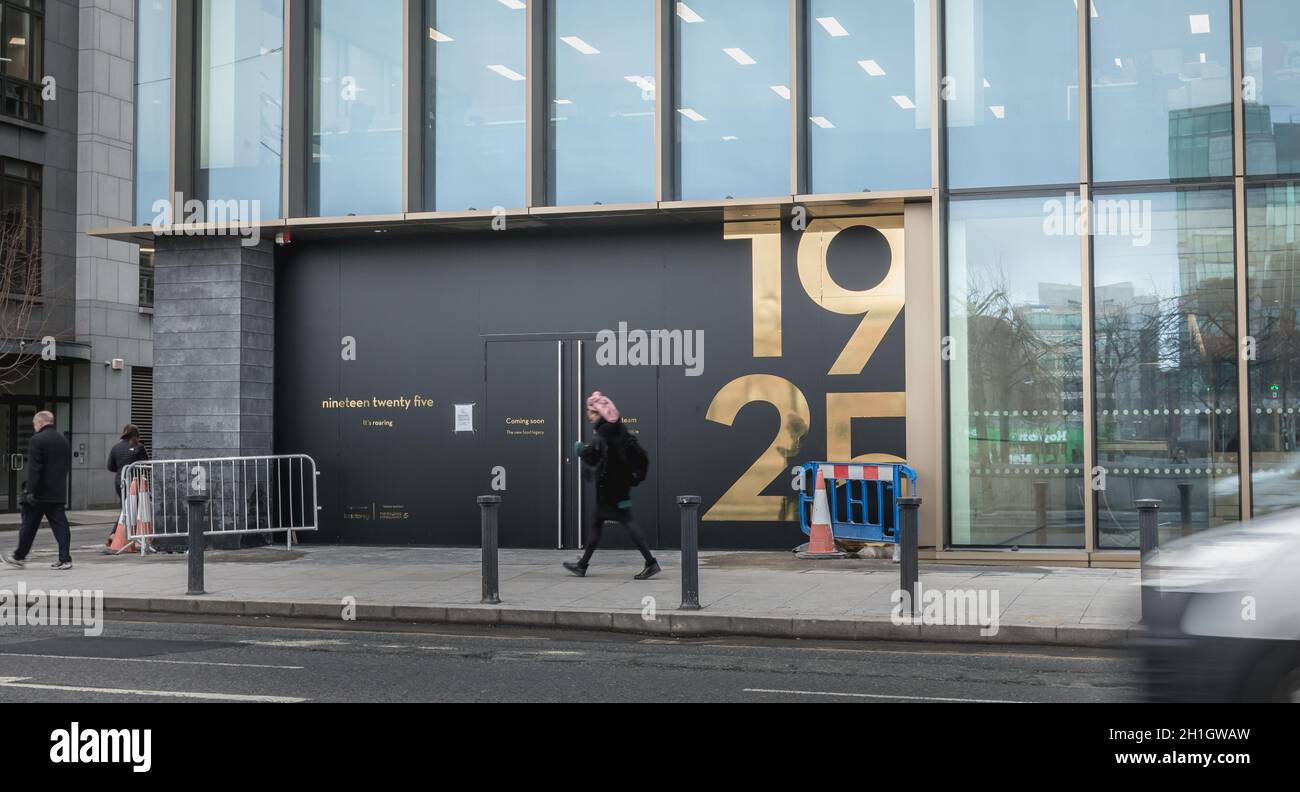 Dublin, Ireland - February 12, 2019: People walking past the famous ...