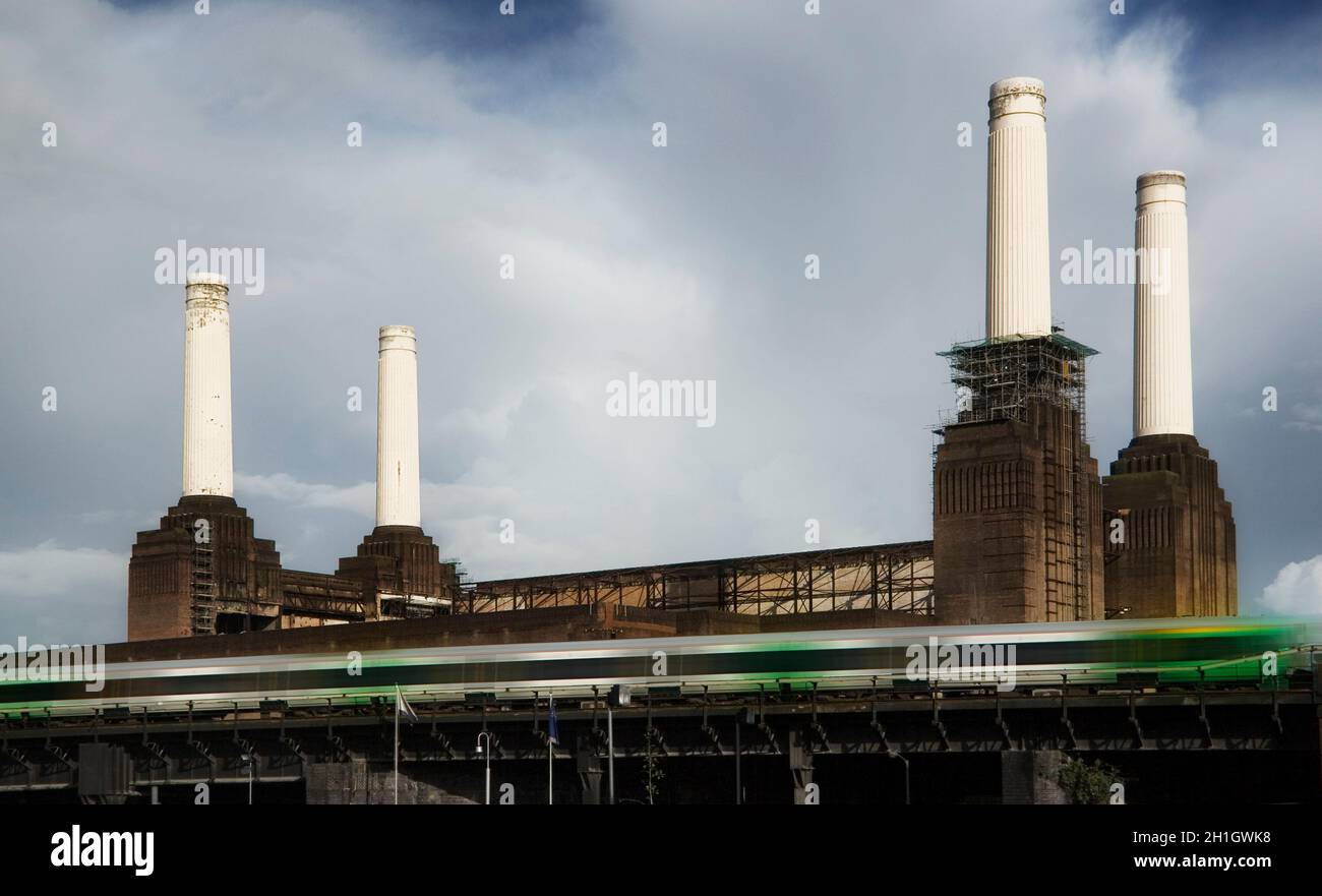 London, United Kingdom - October 01, 2006: Four chimneys of ...