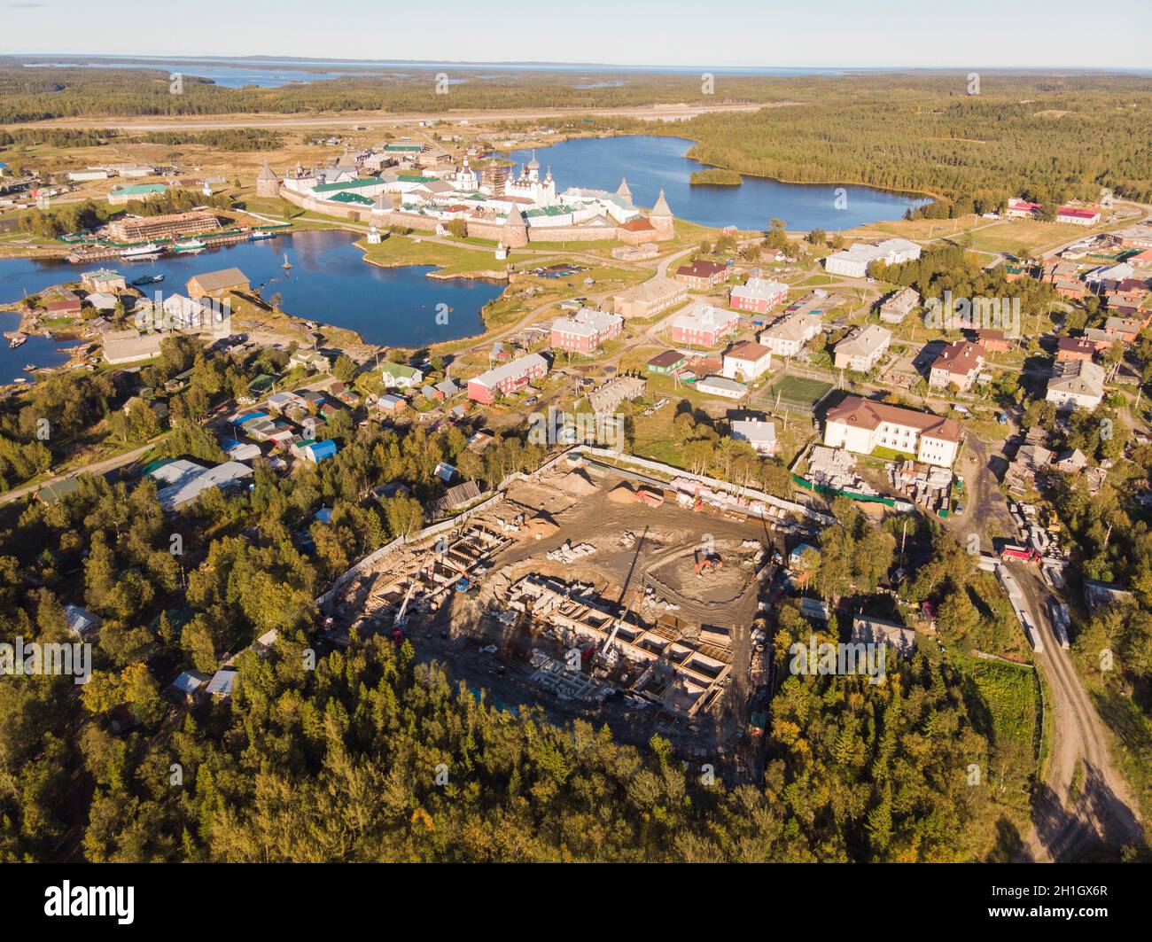 Construction of a new hospital in Solovki. Russia, Arkhangelsk region ...
