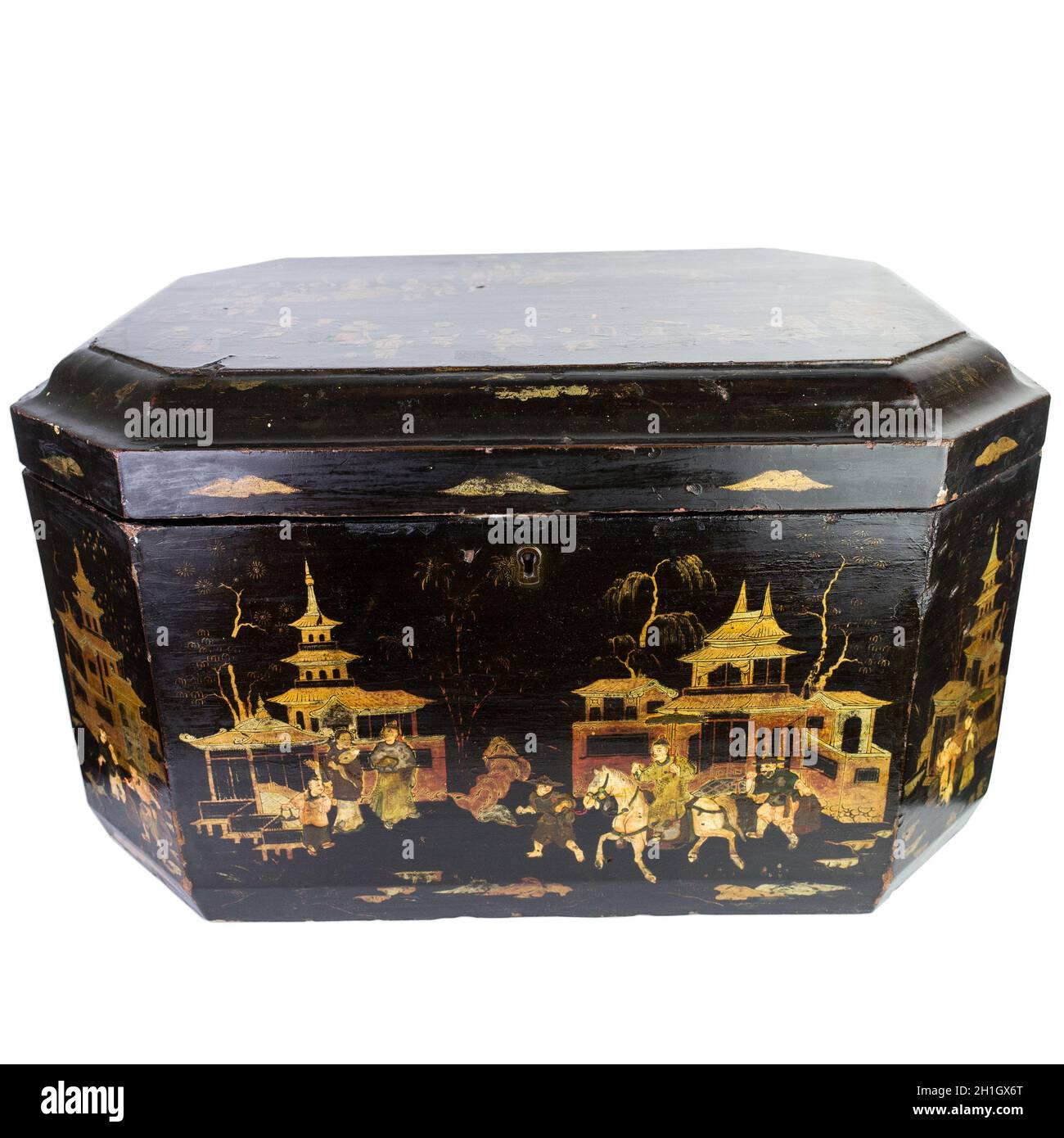 Antique Chinese Export Lacquer Storage Box. Chinese Black Lacquerware ...