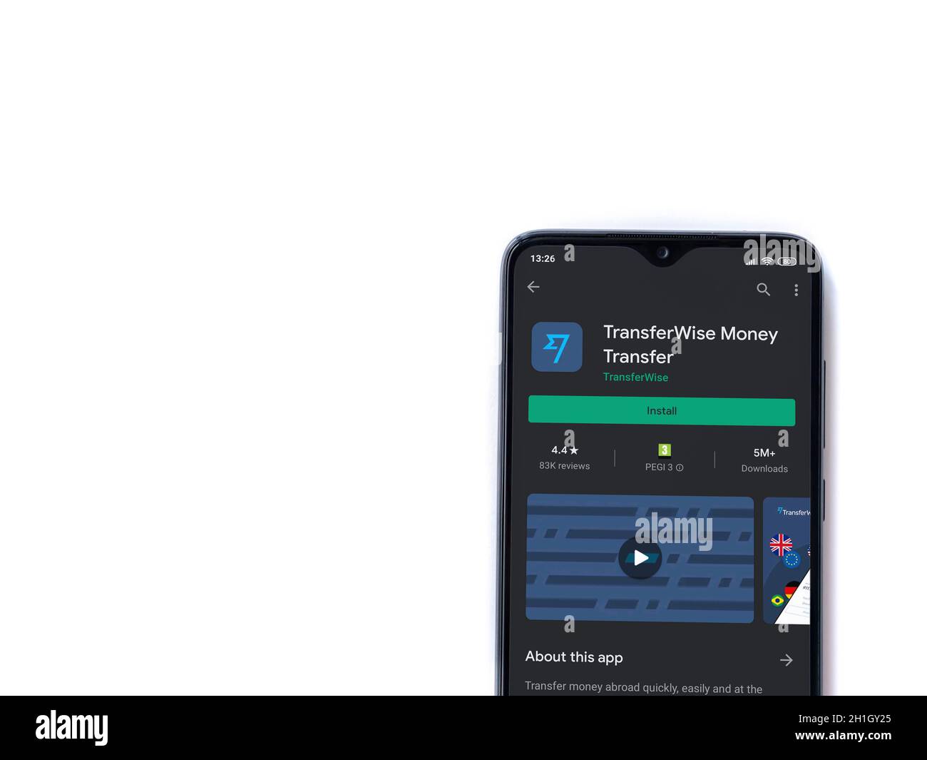 Lod, Israel - July 8, 2020: TransferWise app play store page on the ...
