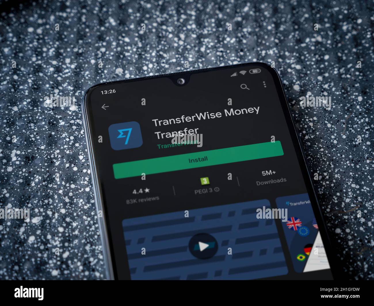 Lod, Israel - July 8, 2020: TransferWise app play store page on the ...