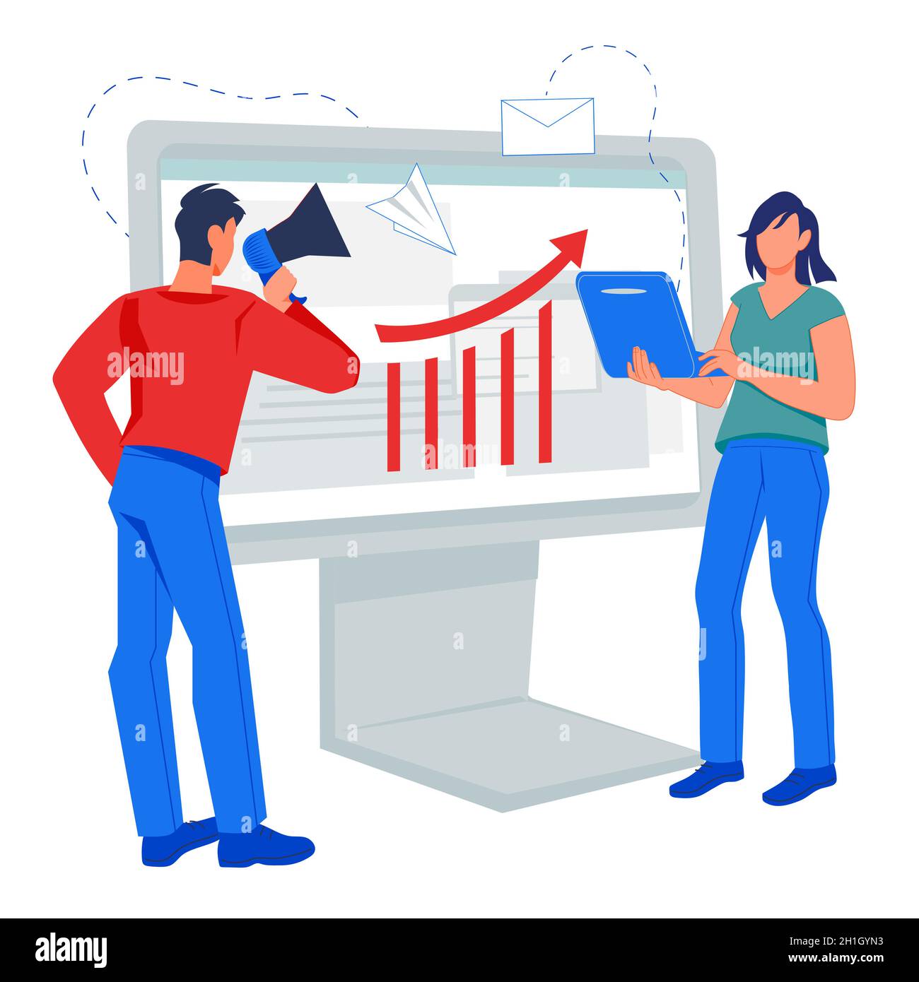 Company and brand promotion team developing strategy of positioning of ...