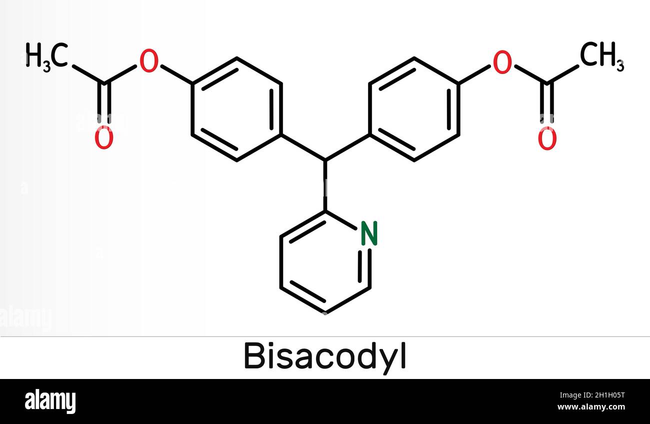 Bisacodyl, bisacodil molecule. It is stimulant laxative drug for the ...