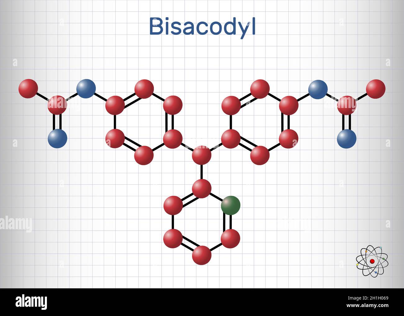 Bisacodyl, bisacodil molecule. It is stimulant laxative drug for the ...