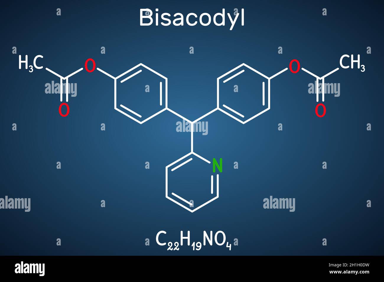 Bisacodyl, bisacodil molecule. It is stimulant laxative drug for the ...