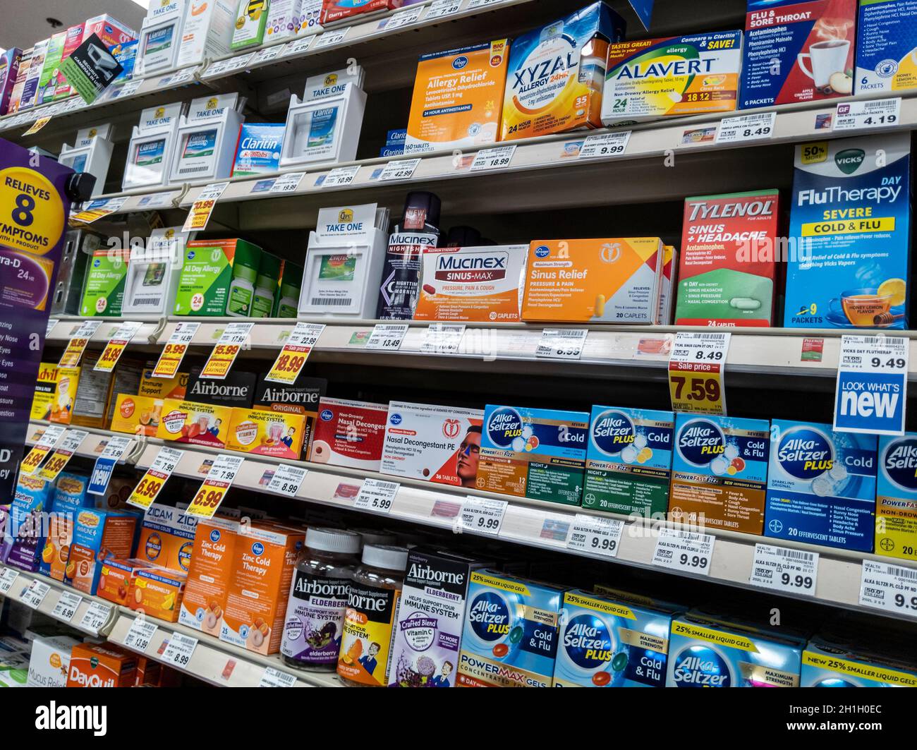 Kirkland, WA USA - circa April 2021: Angled view of the sinus relief ...