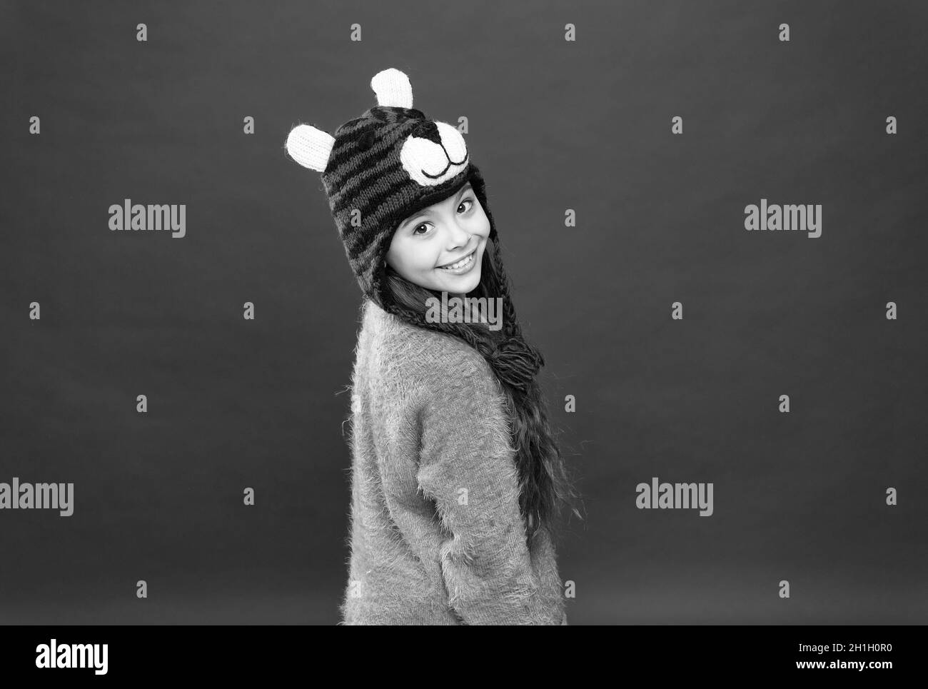 Happy child wearing winter Black and White Stock Photos & Images - Alamy