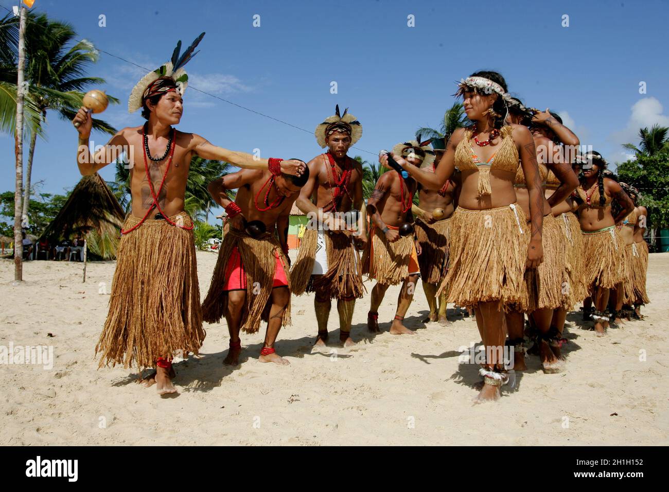 santa cruz cabralia, bahia / brazil - april 17, 2011: indians of the ...