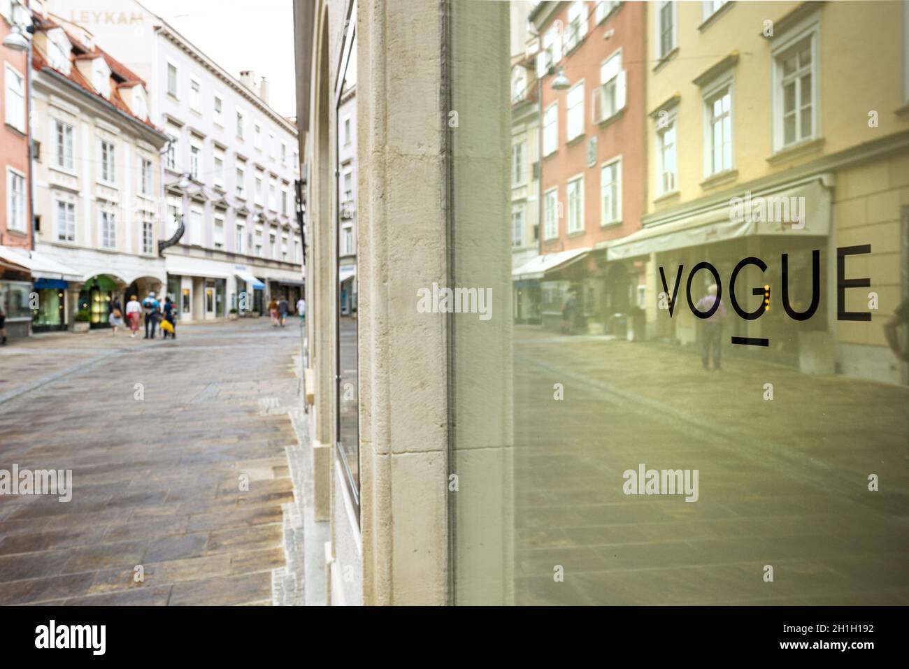 Graz, Austria. August 2020. A view of a Vogue brand shop window in the ...