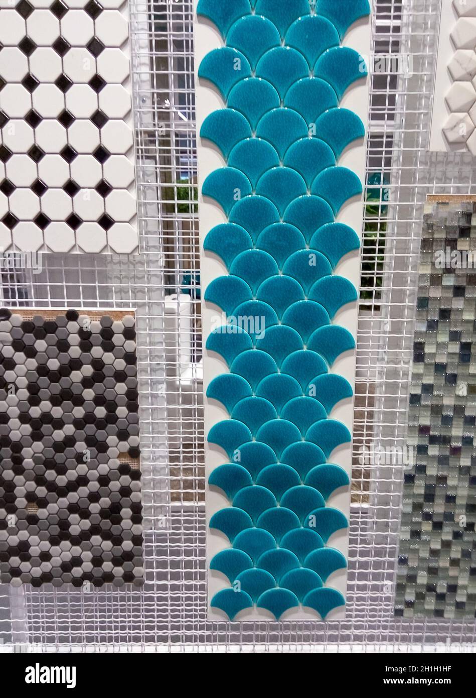 The samples of collection ceramic tile at store Stock Photo - Alamy