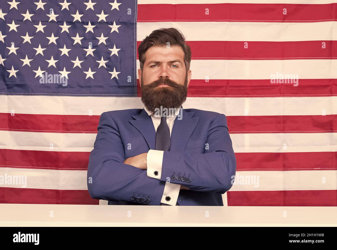 Man american presenter anchorman in studio, big boss concept Stock ...