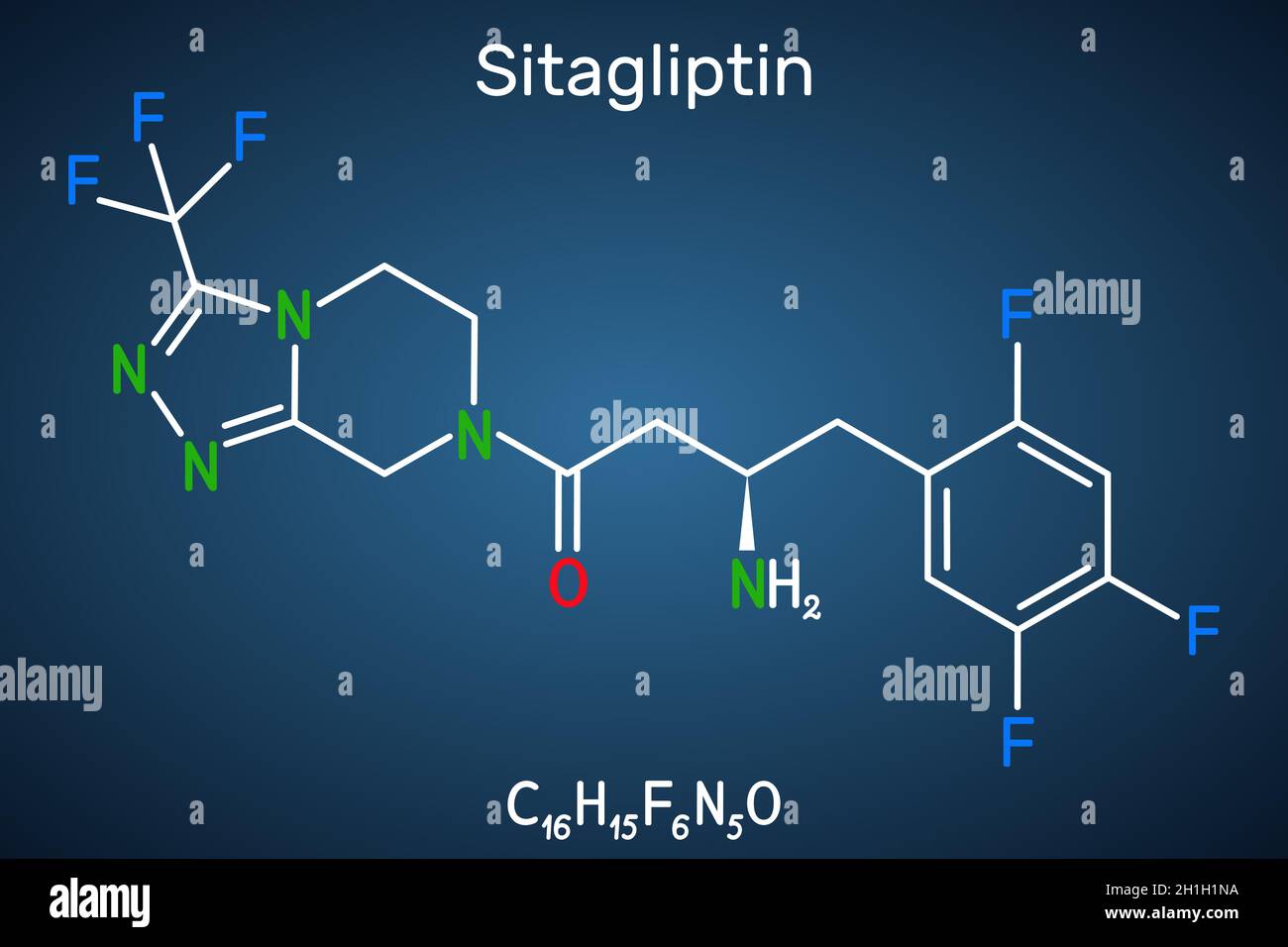 Sitagliptin anti-diabetic medication drug molecule. It is ...
