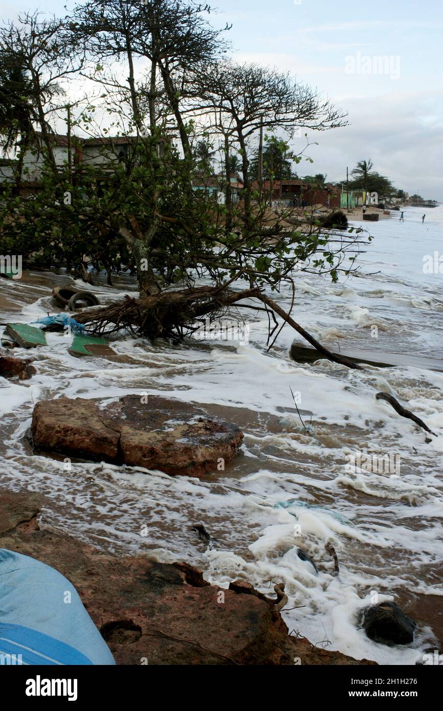 mucuri, bahia / brazil - august 25, 2009: containment made of a sandbag ...