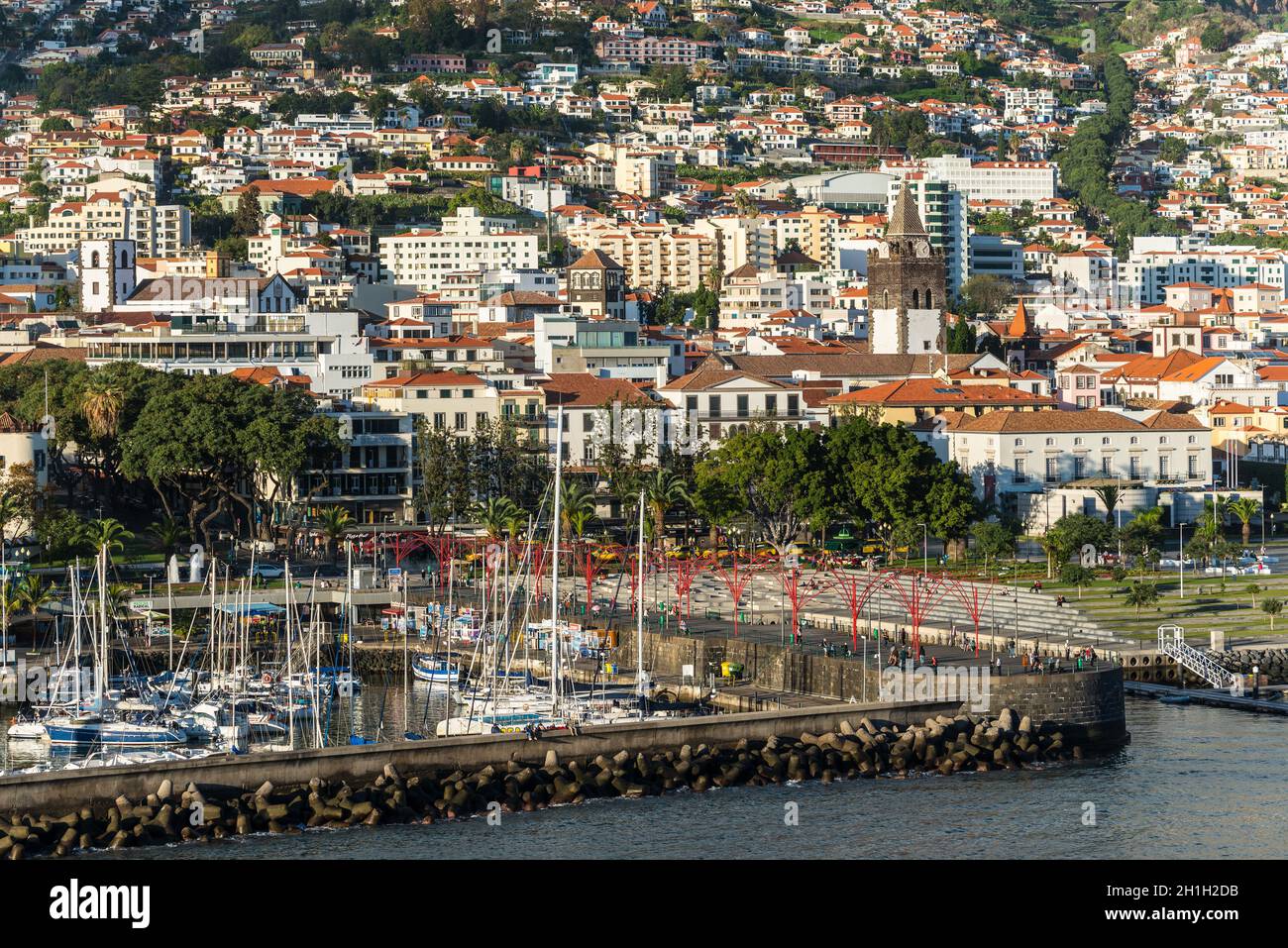 Funchal, Portugal - December 10, 2016: View of the marina and city of ...
