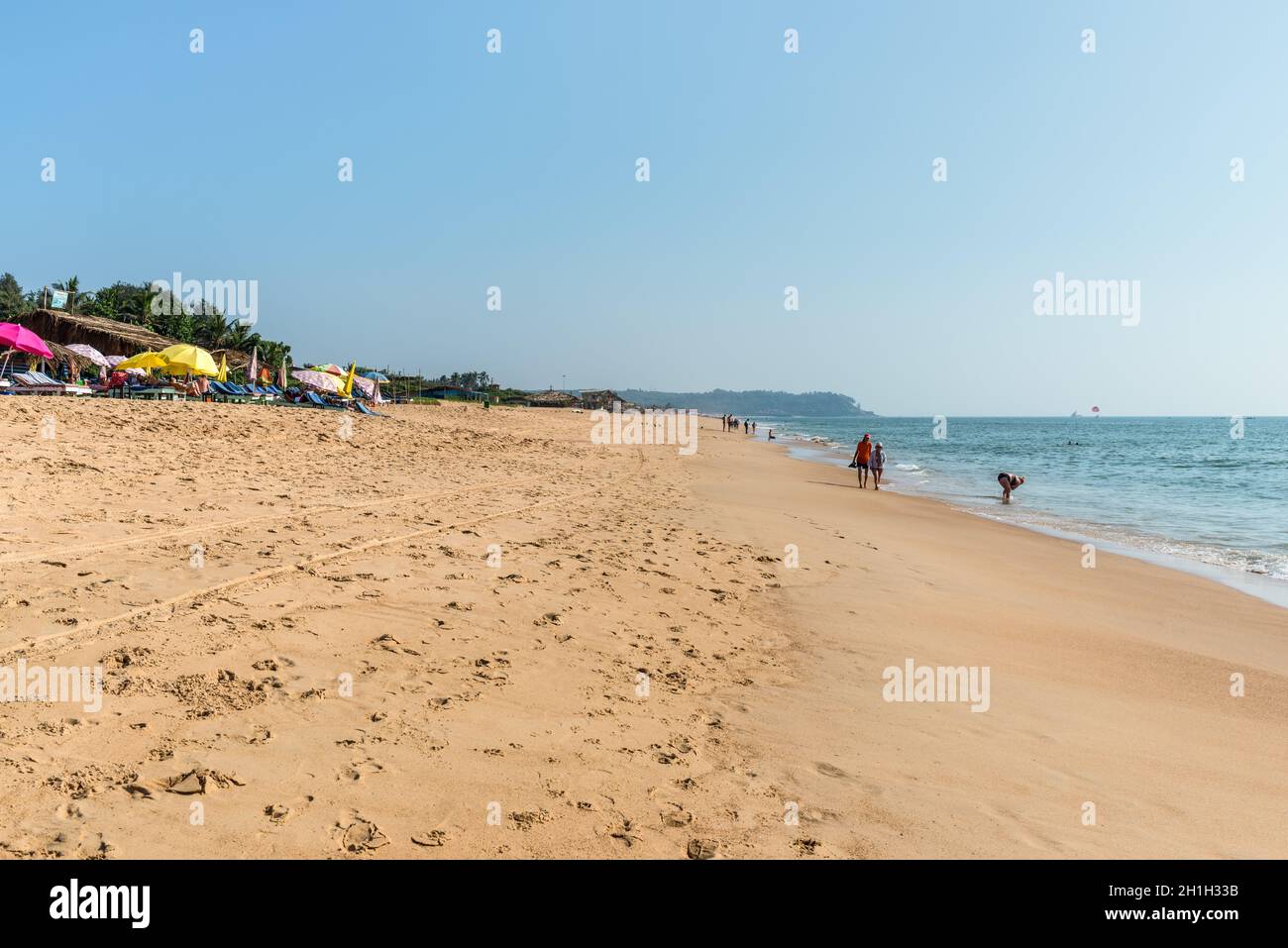 Candolim, North Goa, India - November 23, 2019: Wide angle view of the ...