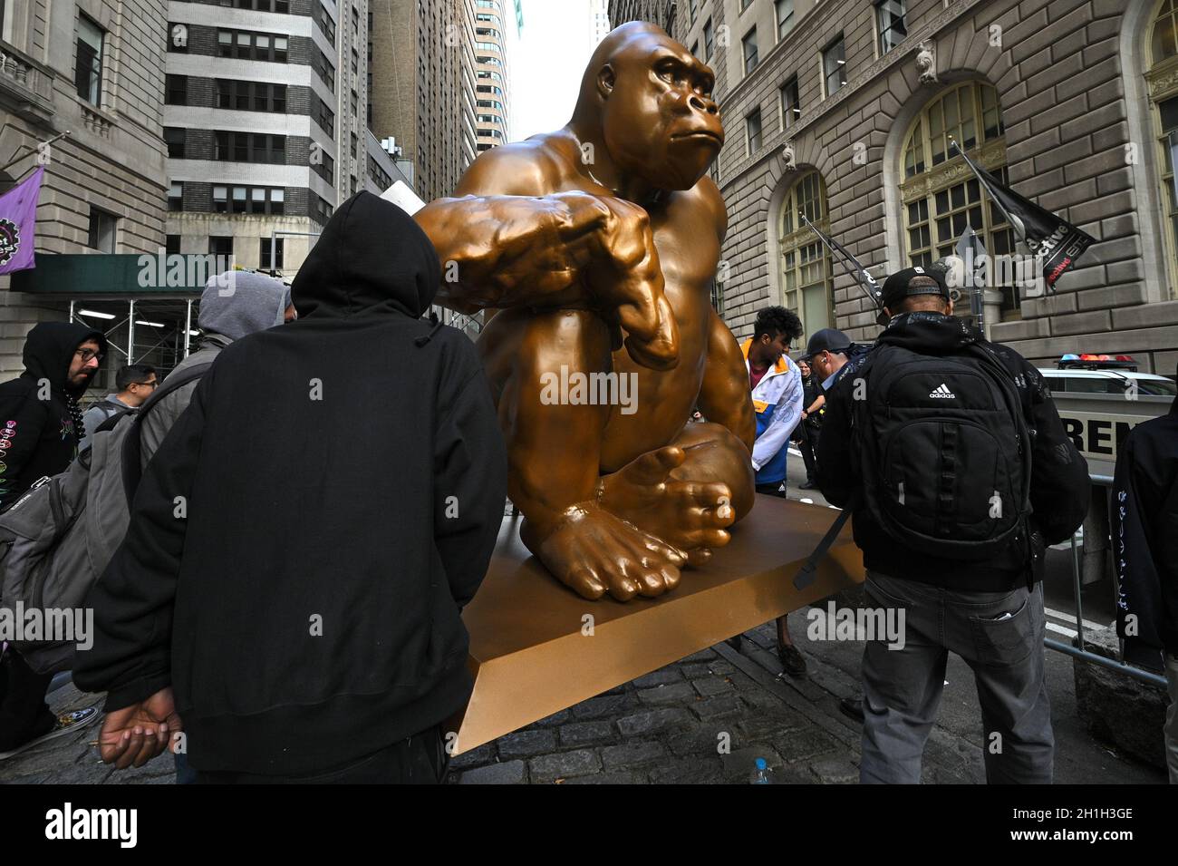 New York, USA. 18th Oct, 2021. A 7-foot statue of “Harambe” the gorilla ...
