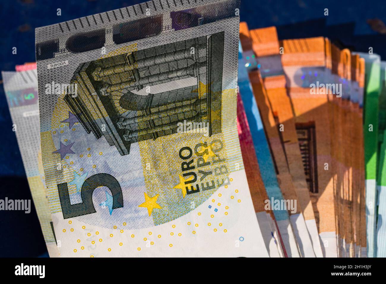 Euro banknotes isolated. Stack of euro money close up photo Stock Photo ...
