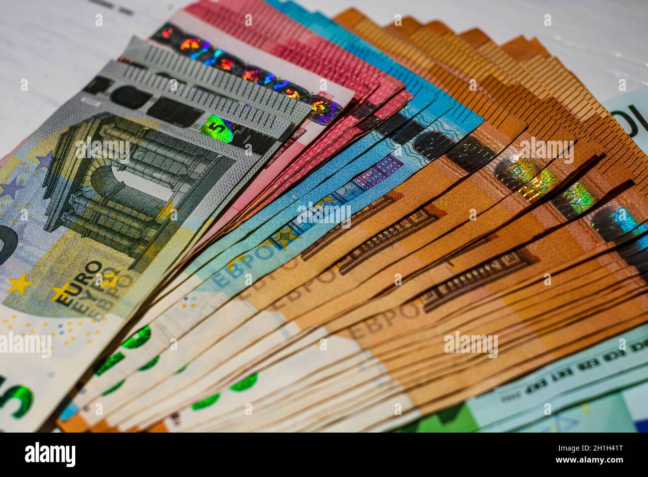 Euro banknotes isolated. Stack of euro money close up photo Stock Photo ...