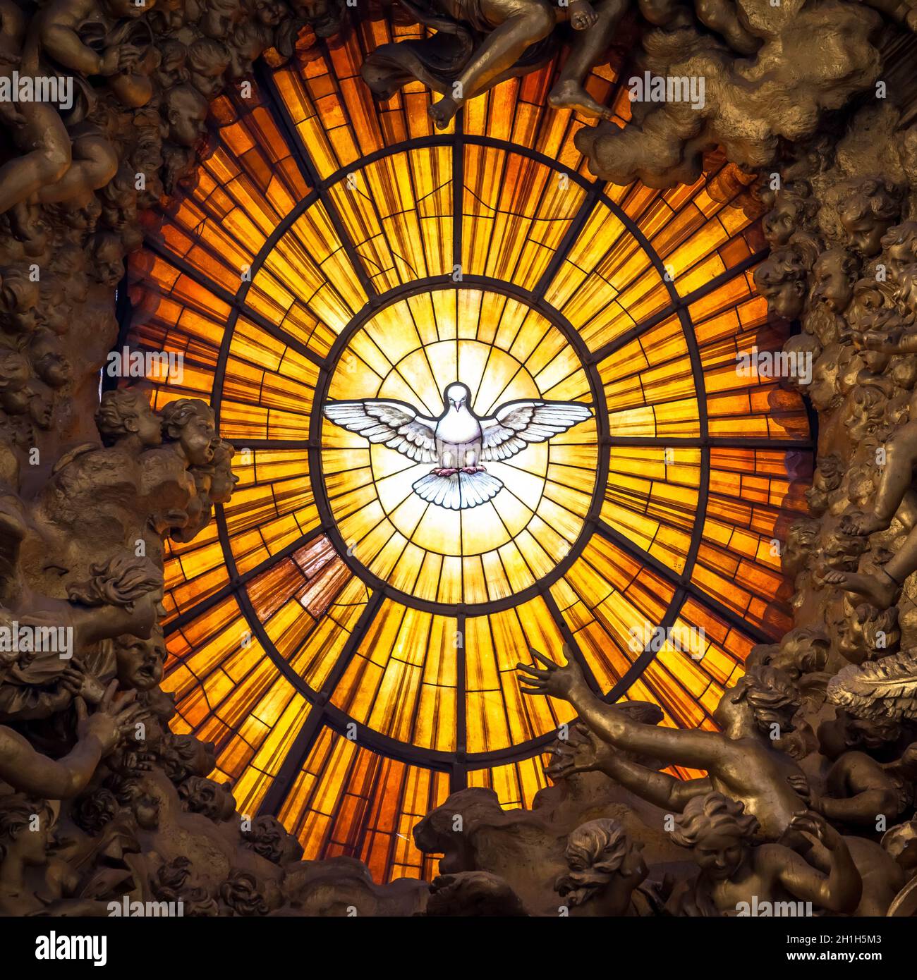 ROME, ITALY - AUGUST 24, 2018: Throne Bernini Holy Spirit Dove Saint ...