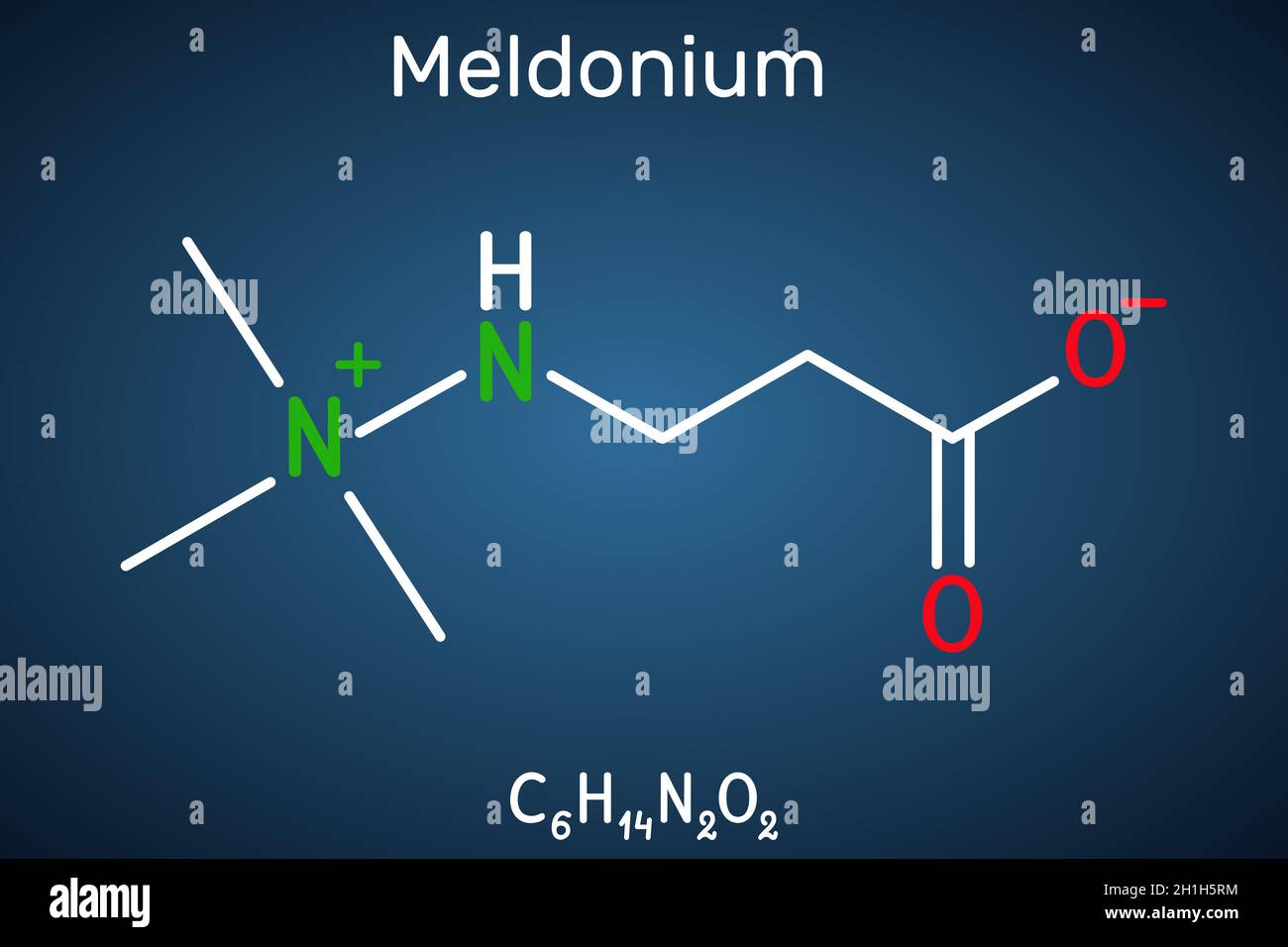 Meldonium molecule. Cardioprotective drug used for treatment of heart ...