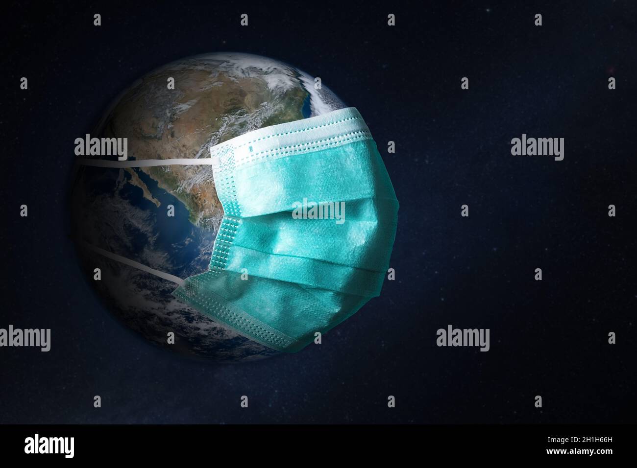 Planet Earth with face mask protect. World medical concept. Elements of ...