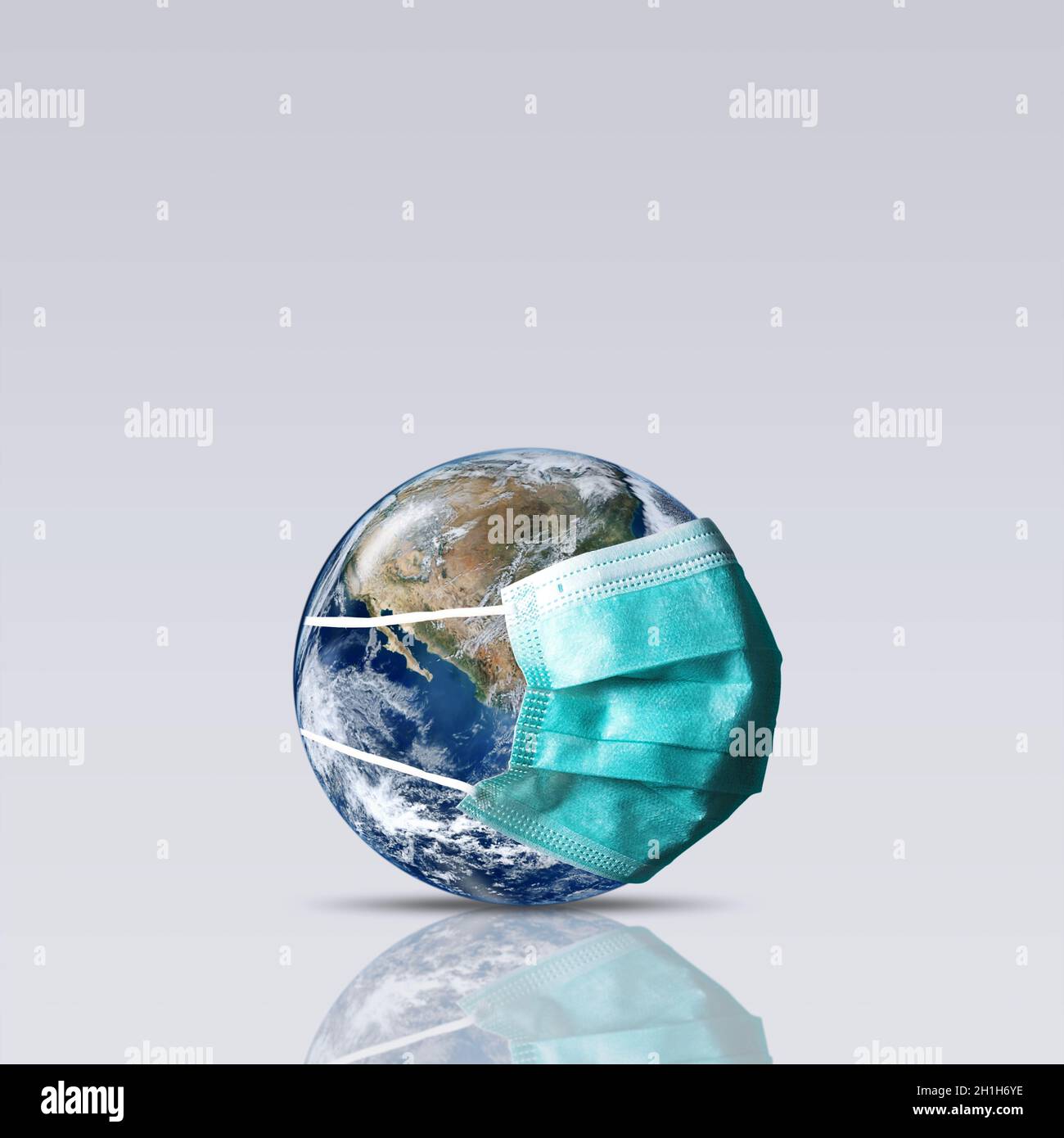 Planet Earth with face mask protect. World medical concept. Elements of ...