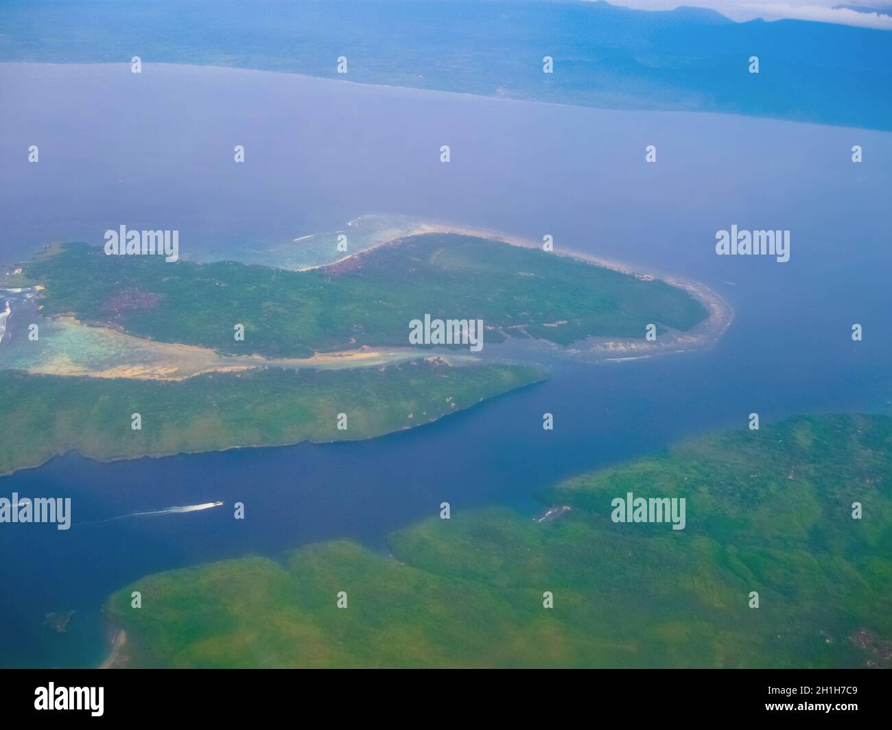 View from the plane window to Bali island at Indonesia Stock Photo - Alamy
