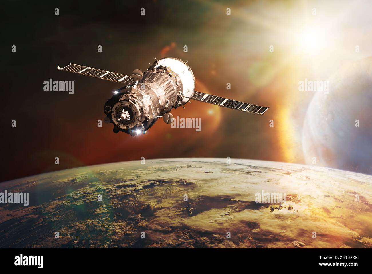 Planet Earth. Spacecraft launch into space. Elements of this image ...