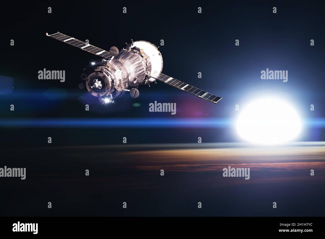 Planet Earth. Spacecraft launch into space. Elements of this image ...